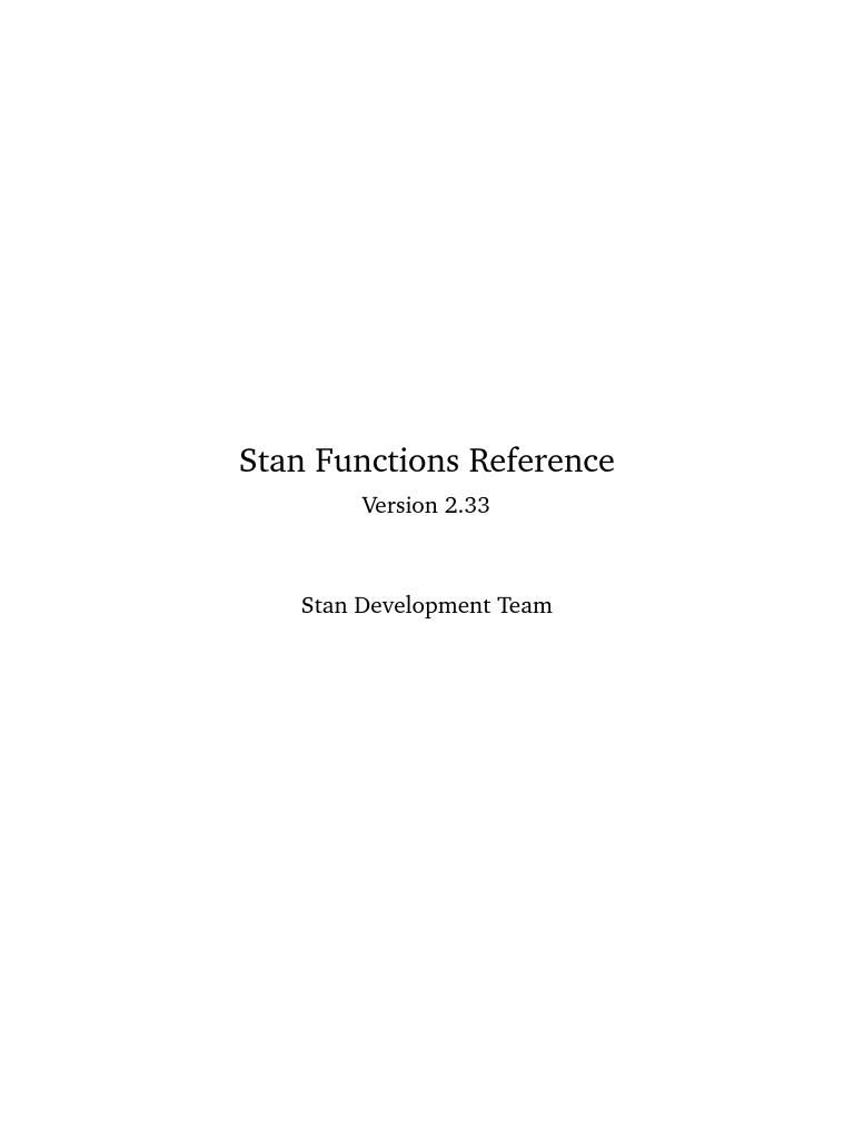 Stan Functions Reference - Stan Development Team | PDF | Probability ...