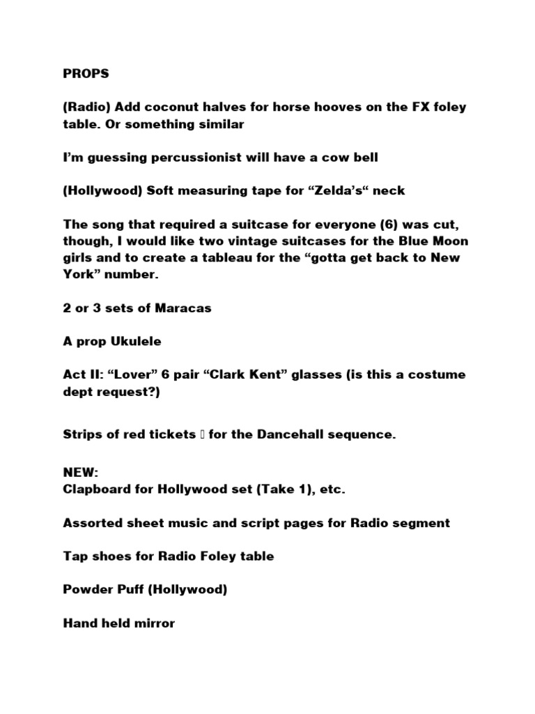 Essential Props for Radio and Hollywood Sets | PDF | Art | Poetry