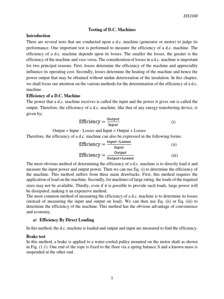 Testing of DC Machines | PDF | Electric Generator | Machines