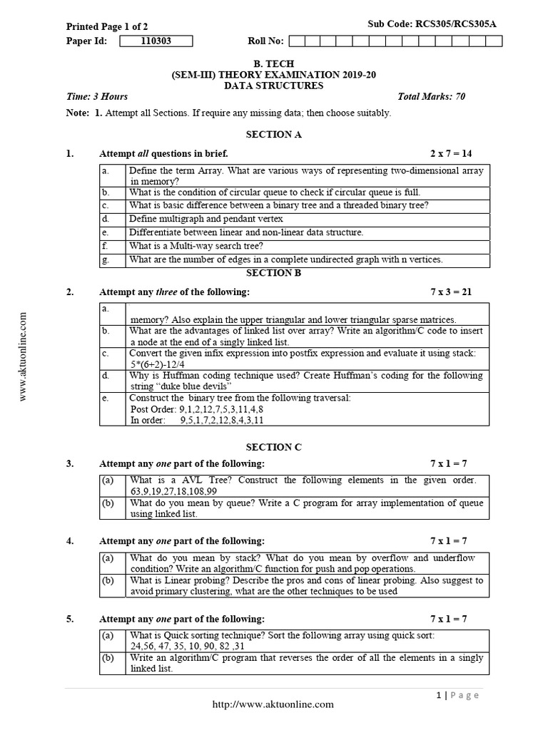 Data Structures rcs305 2020 | PDF | Matrix (Mathematics) | Computational Complexity Theory