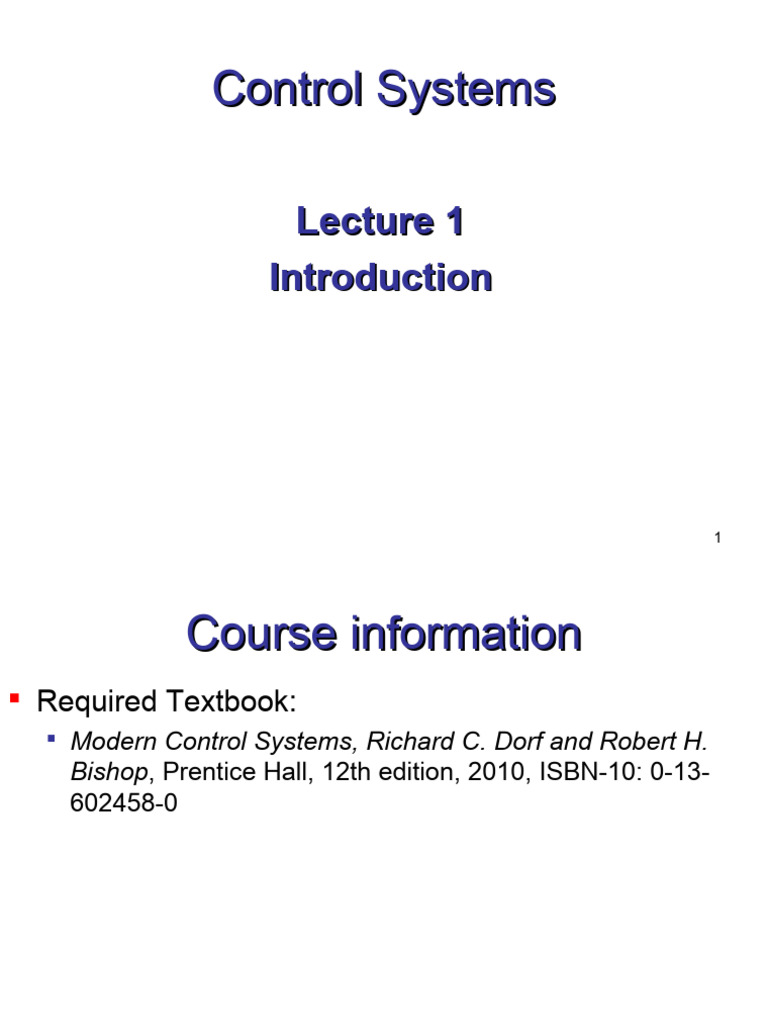 Control Systems Course Overview and Basics | PDF | Control Theory ...