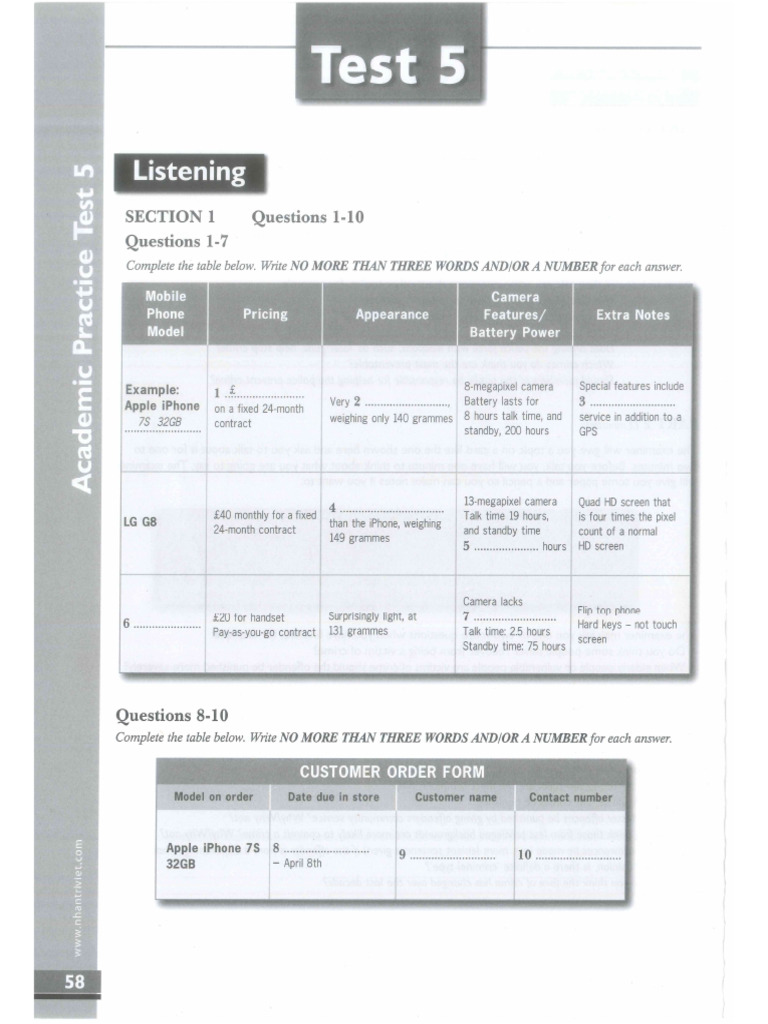 Test 5 Listening Pdf