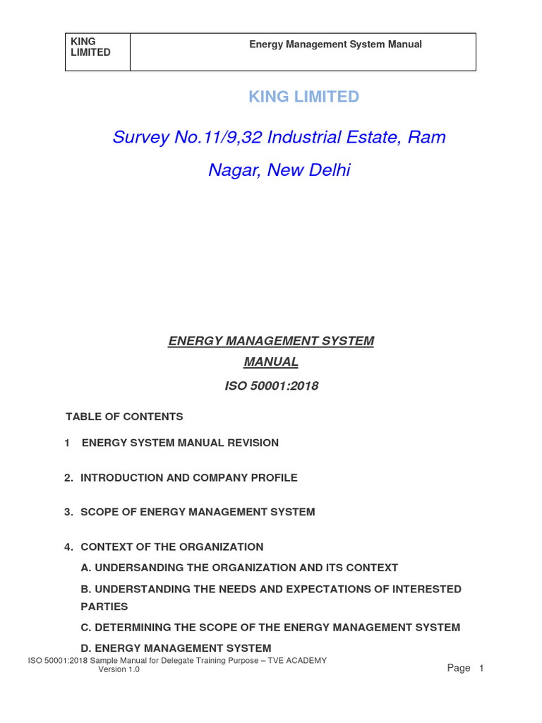 EnMS Manual - For Exercise | PDF | Audit | Energy Management