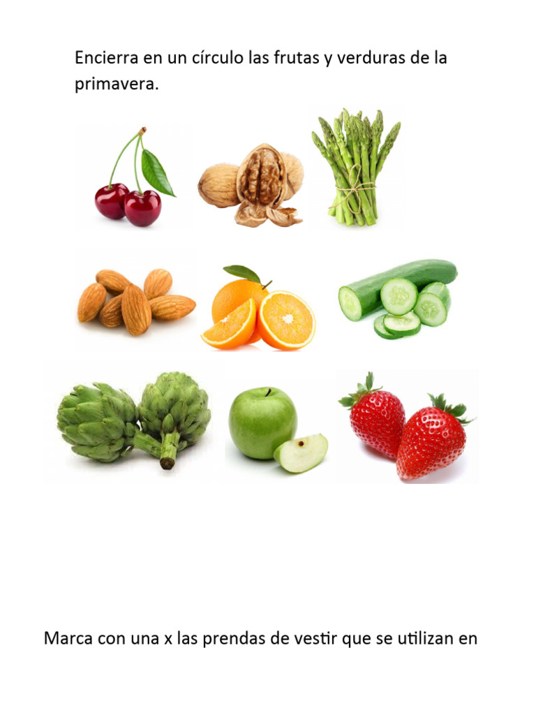 Encierra en Un Círculo Las Frutas y Verduras de La Primavera | PDF ...