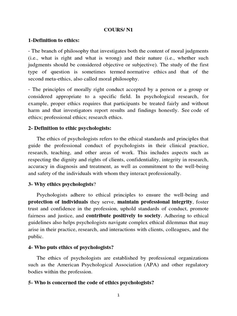 COURS N1 | PDF | Psychologist | American Psychological Association