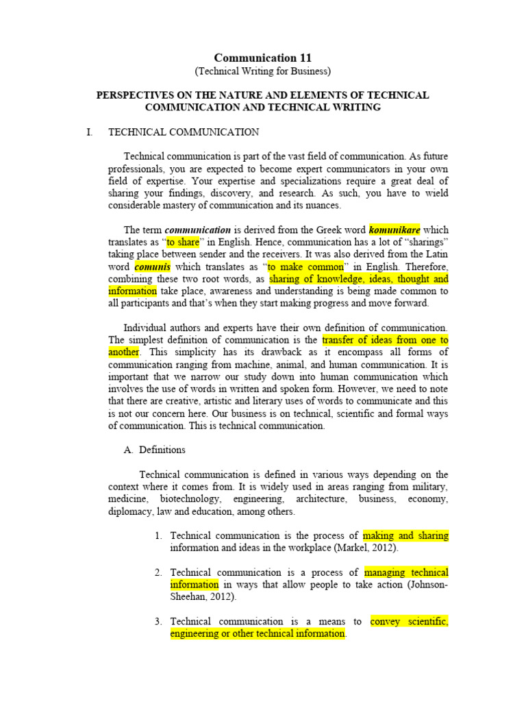 Comm-12-Nature-Elements-of-Technical-Communication | PDF | Technical Communication | Communication