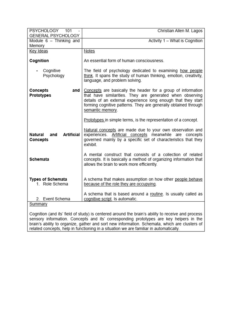 Psych 101 Cornell Notes Mod 7 | PDF | Memory | Recall (Memory) Psych 101 Cornell Notes Mod 7 | PDF | Memory | Recall (Memory)