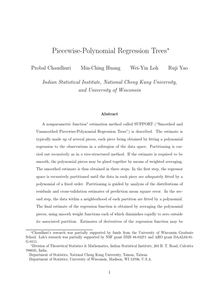 Piecewise-Polynomial Regression Trees | PDF | Linear Regression | Cross Validation (Statistics)