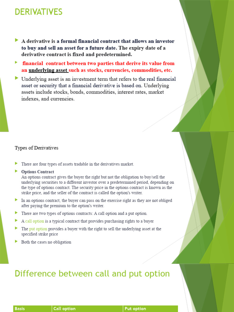 Derivatives | PDF | Option (Finance) | Derivative (Finance)
