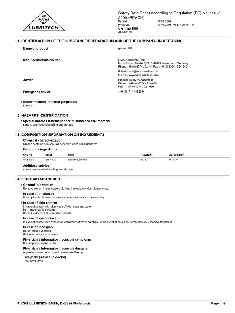 Gleitmo 800 Eng | PDF | Dangerous Goods | Firefighting