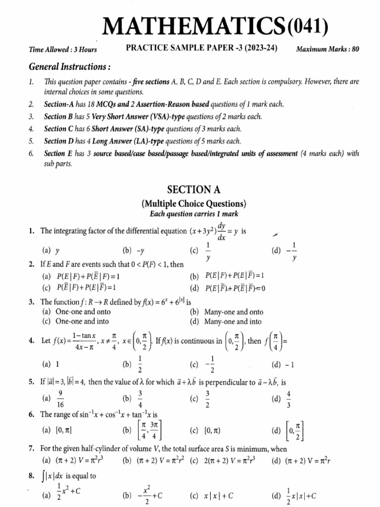 Q - Sample Paper 3 | PDF