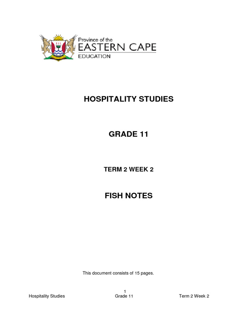 Hosp Studies GR 11 Notes Fish Notes | PDF