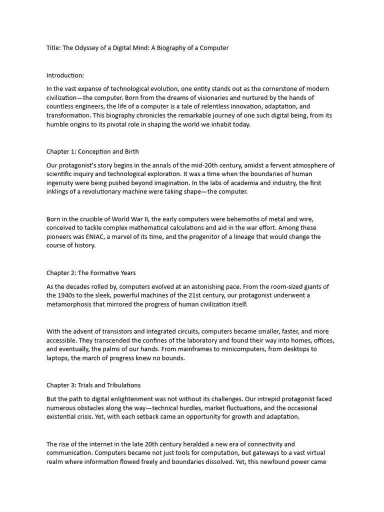 Biography of A Computer | PDF | Computing