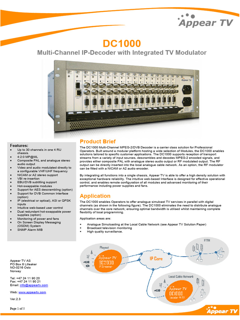Multi-Channel IP-Decoder With Integrated TV Modulator: Product Brief ...