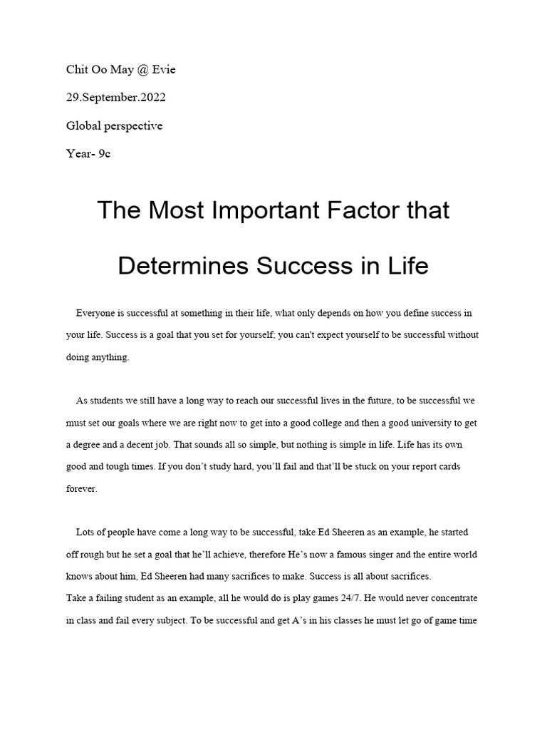 The Most Important Factor That Determines Success in Life | PDF | Goal ...