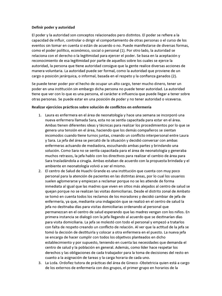 Definición de Poder y Autoridad | PDF | Enfermería