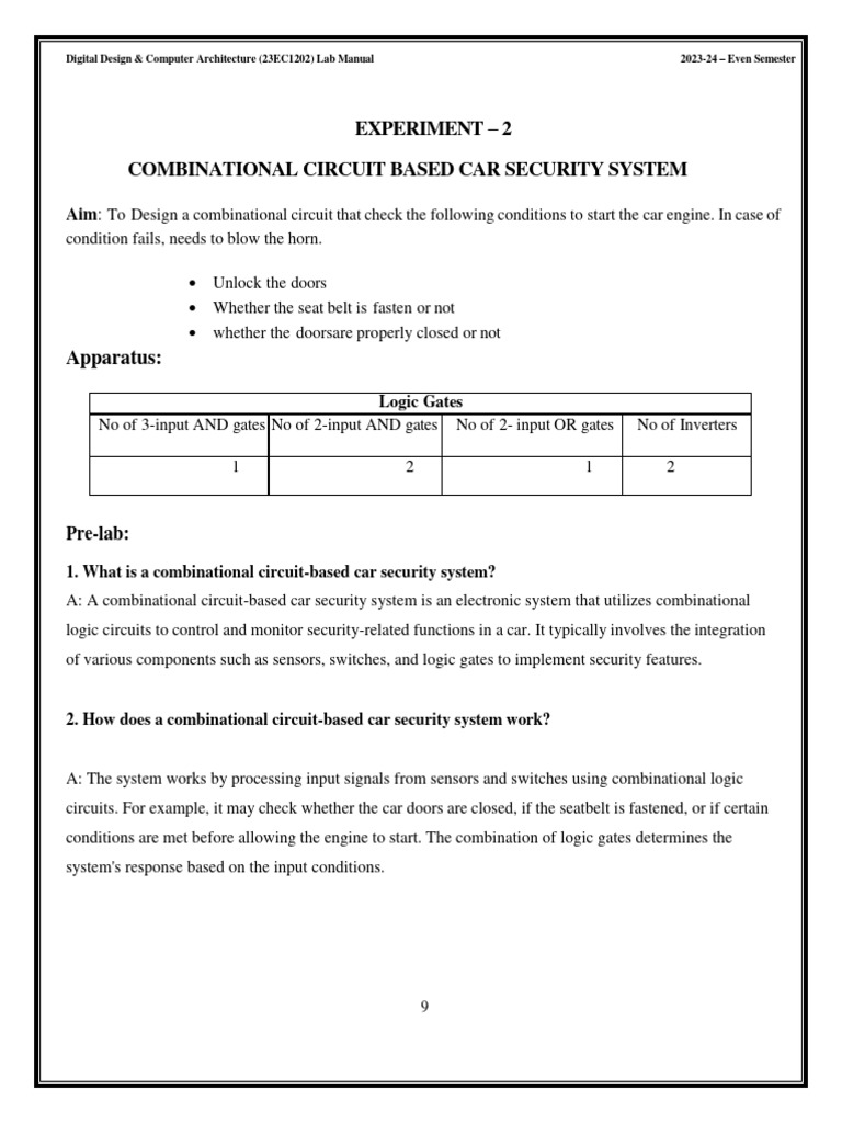 Experiment 2 - DDCA | PDF | Security Alarm | Logic Gate