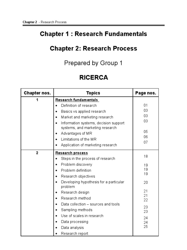 Chapter 1: Research Fundamentals Chapter 2: Research Process | PDF ...