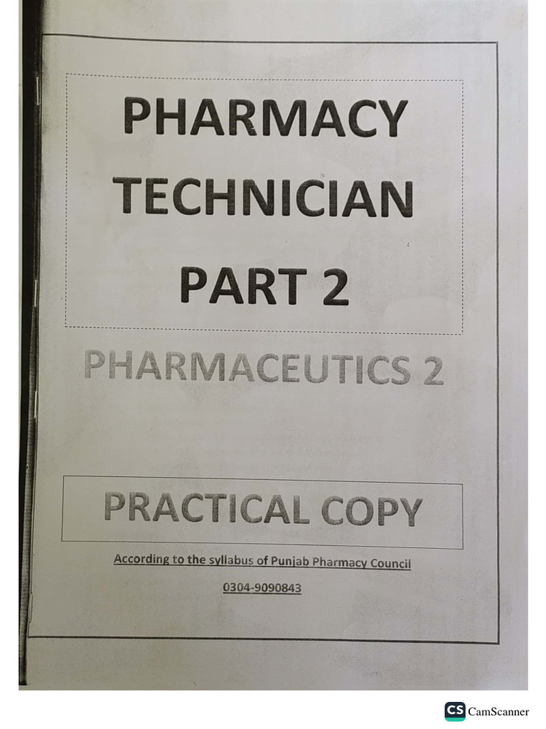 Pharmacy Technician Practical Notes PDF | PDF