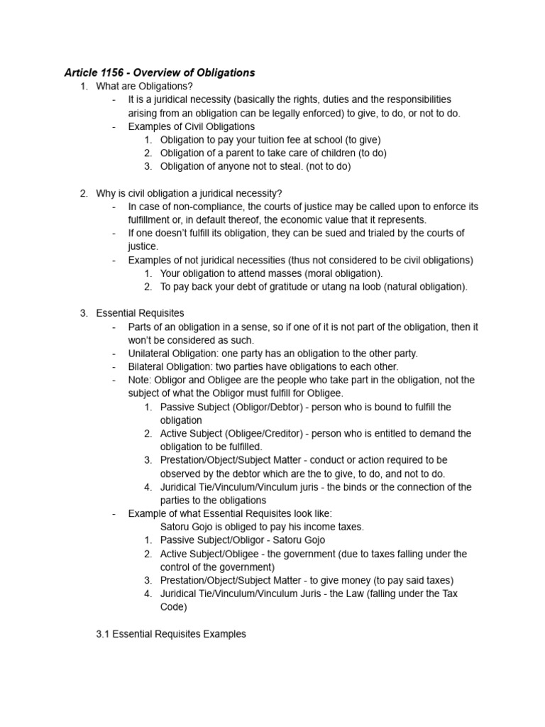 Overview of Civil Obligations Explained | PDF | Damages | Private Law