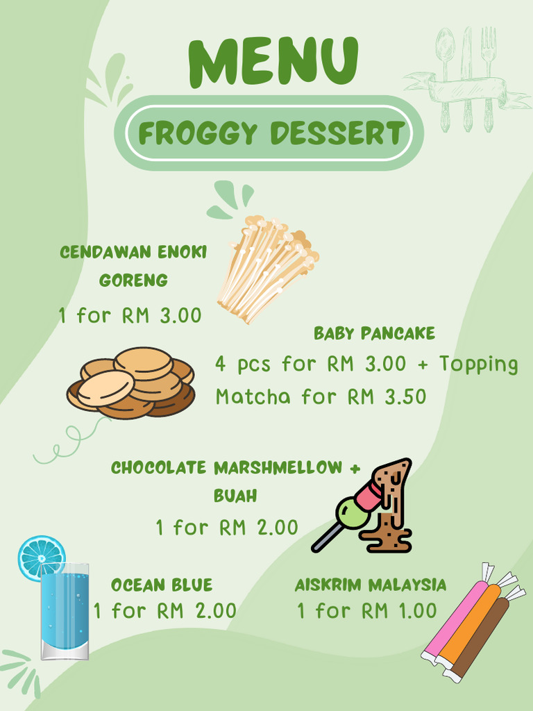 Froggy Dessert Menu New | PDF