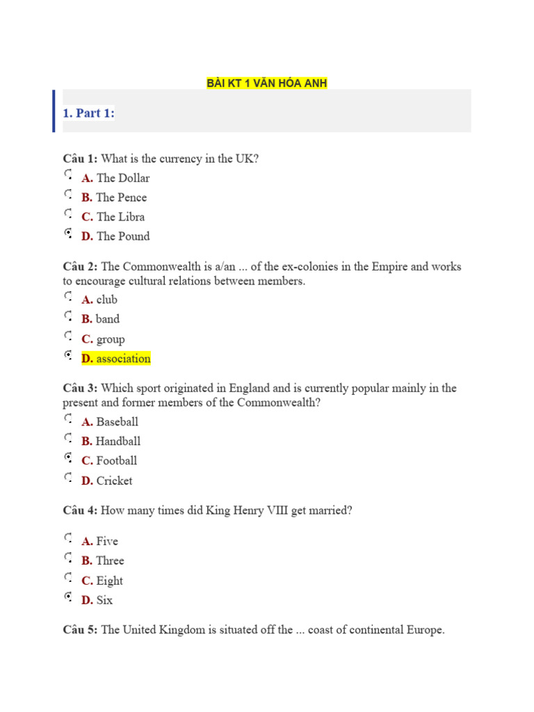 Bai Kt 1 Van Hoa Anh Compress Pdf United Kingdom England