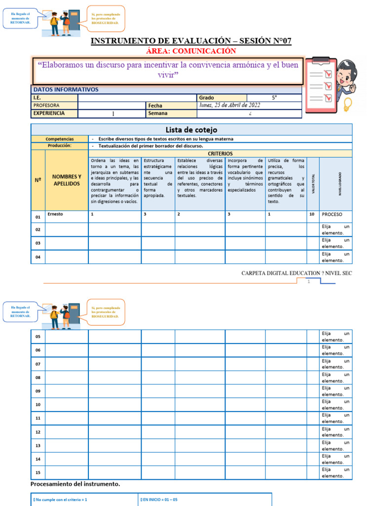 5° Instrumento Sesión 7-Sem.4-Exp.1-Com | PDF | Comunicación humana
