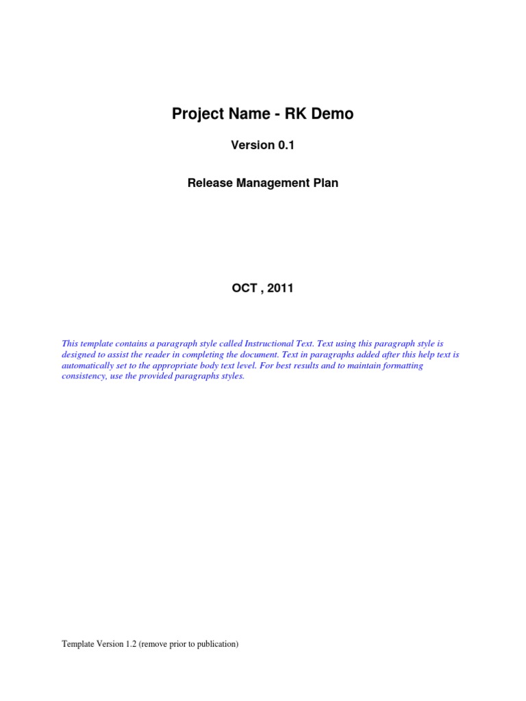 Release Management Plan Template | PDF | Software Release Life Cycle ...