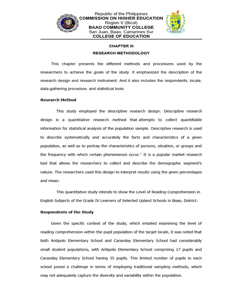 Revised Chapter III | Download Free PDF | Survey Methodology | Questionnaire