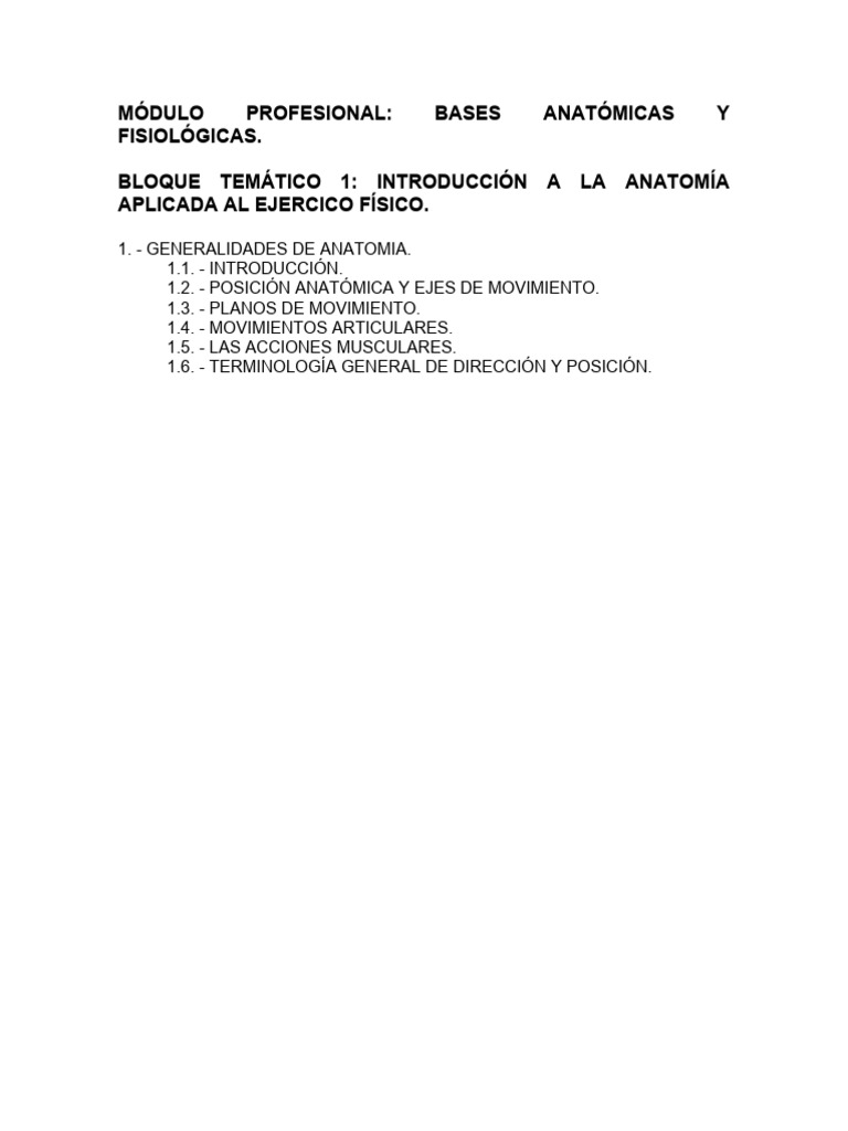 U.t.1 - Introducci N A La Anatom A 2 | PDF | Términos anatómicos de ubicación | Eje