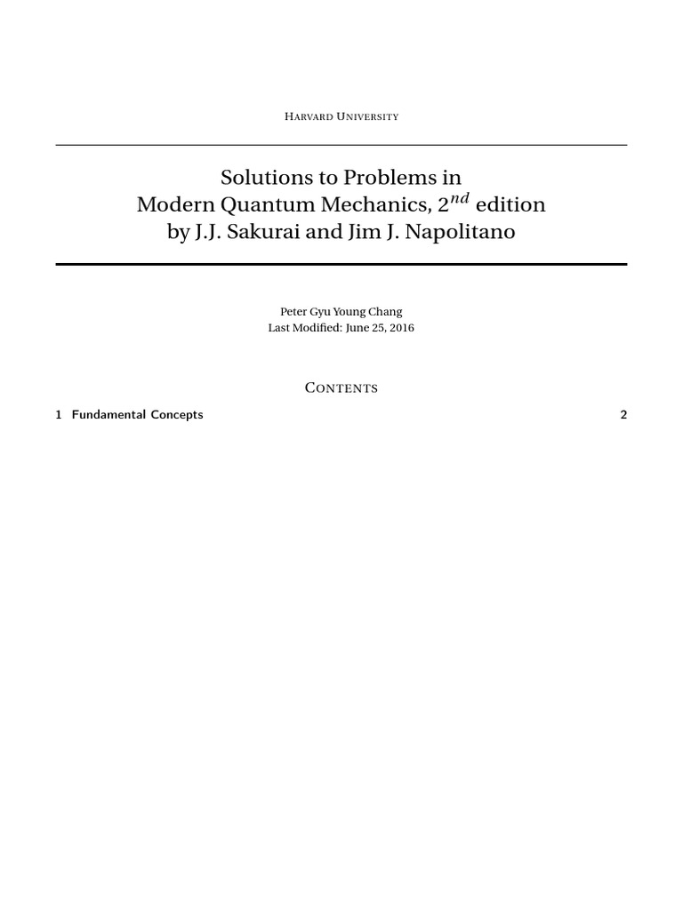 Solutions To Problems in Modern Quantum | PDF | Eigenvalues And ...