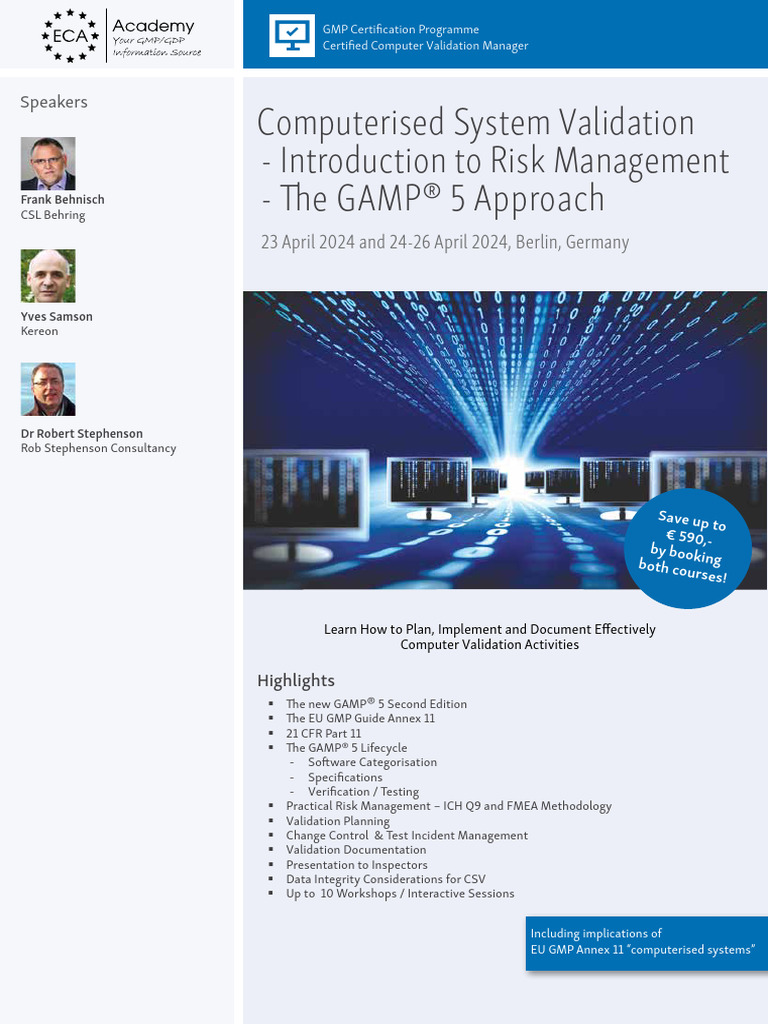 ECA Computerised System Validation GAMP 5 Approach | PDF | Verification And Validation | Risk ...