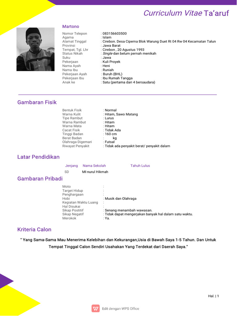 download-cv-taaruf-2020 | PDF