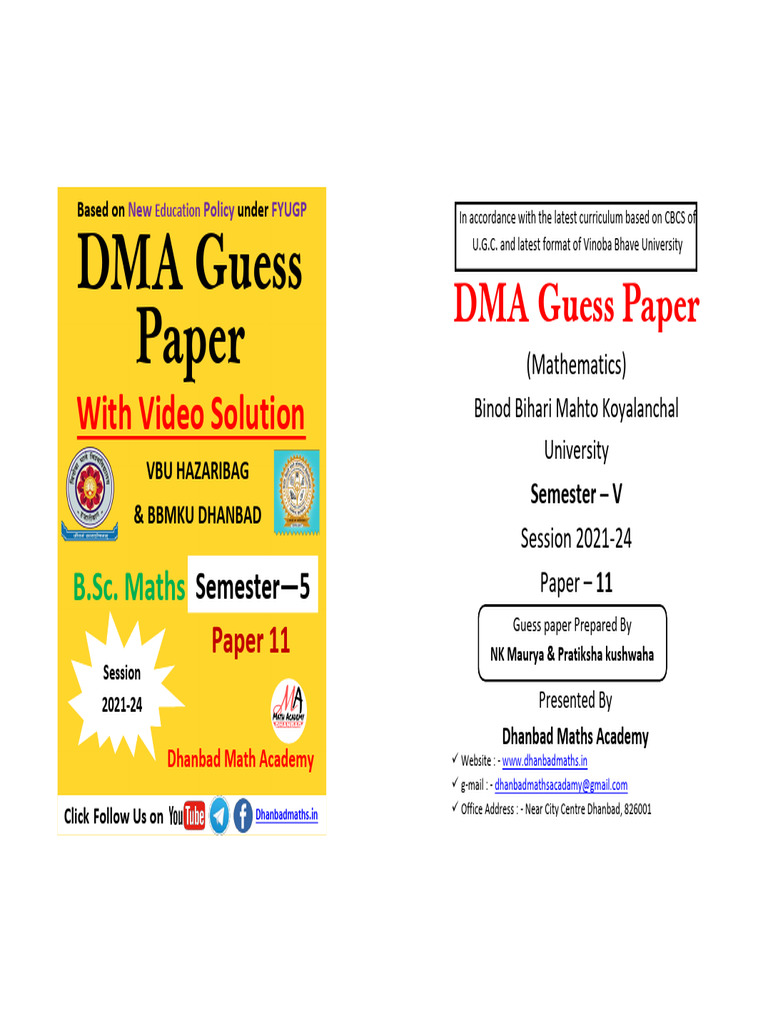 Paper 11 Sem-5 Vbu & Bbmku Guess Paper | PDF | Integral | Function (Mathematics)