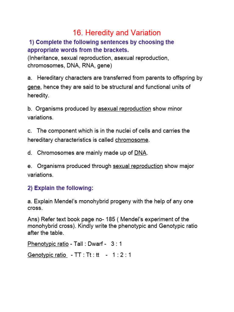 Heredity and Variation-1 | PDF | Genetic Disorder | Genetics