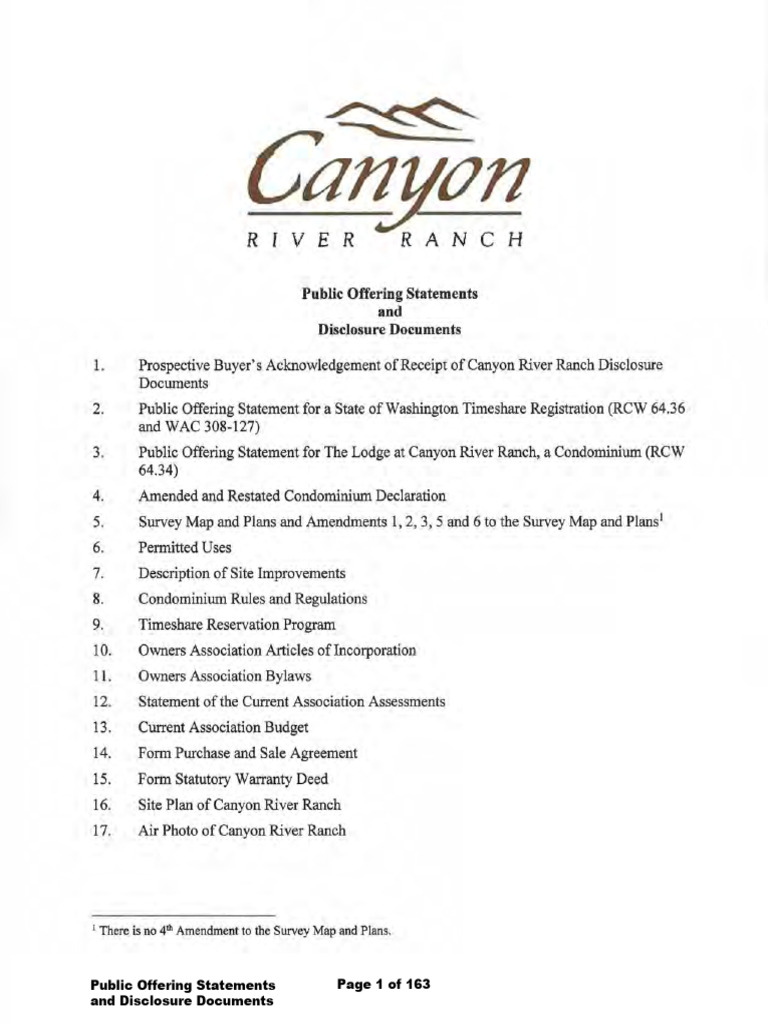 Public Offering Statements and Disclosure Documents FINAL 61217 ...