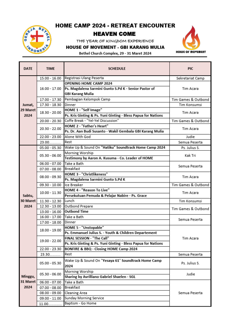 Rundown HOME CAMP 2024 | PDF