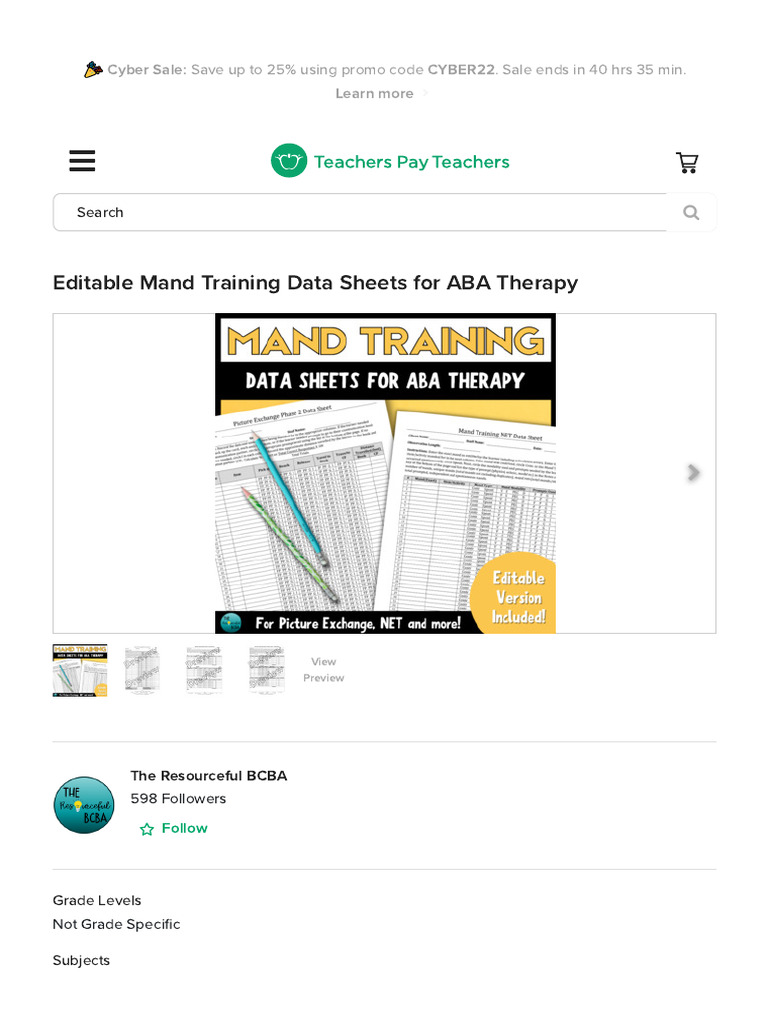 Editable Mand Training Data Sheets For ABA Therapy by The Resourceful BCBA | PDF