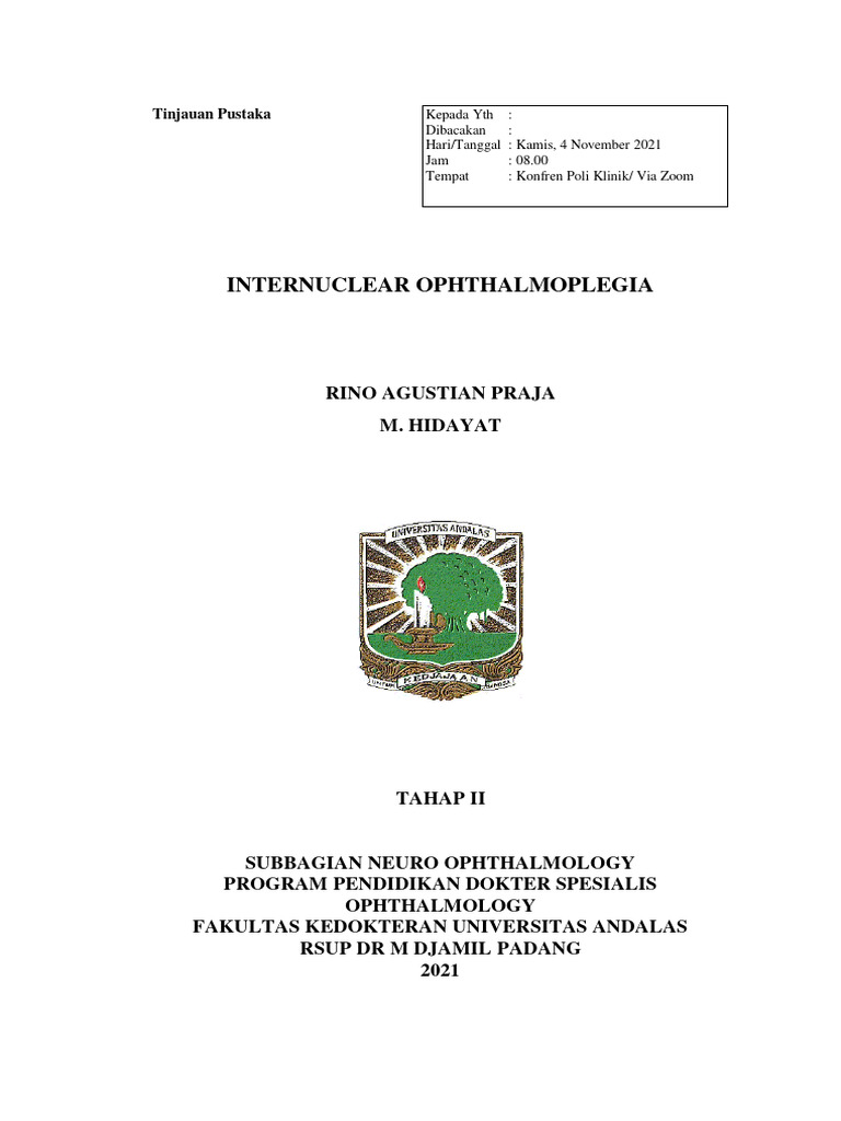 Internuclear Ophthalmoplegia: Rino Agustian Praja M. Hidayat | PDF | Pengembangan Diri ...
