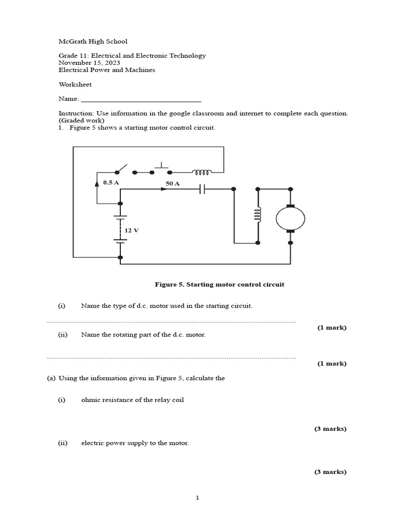 ELECTRICAL_WORKSHEET | PDF | Electric Motor | Machines