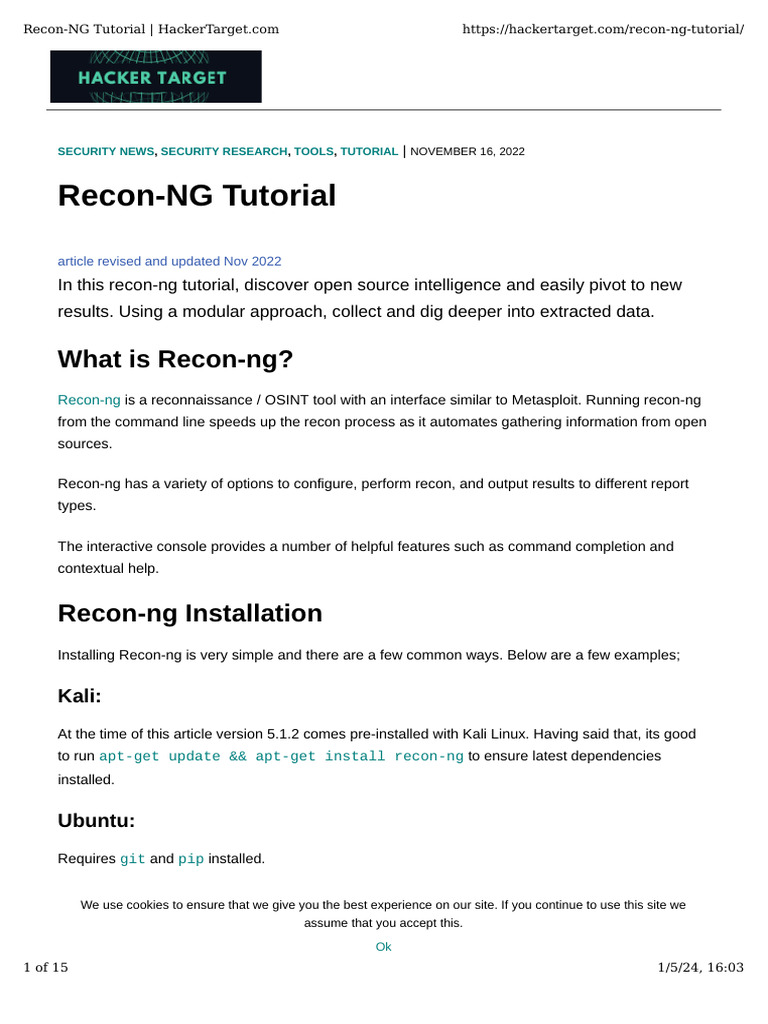 Recon NG | PDF | Software Engineering | System Software