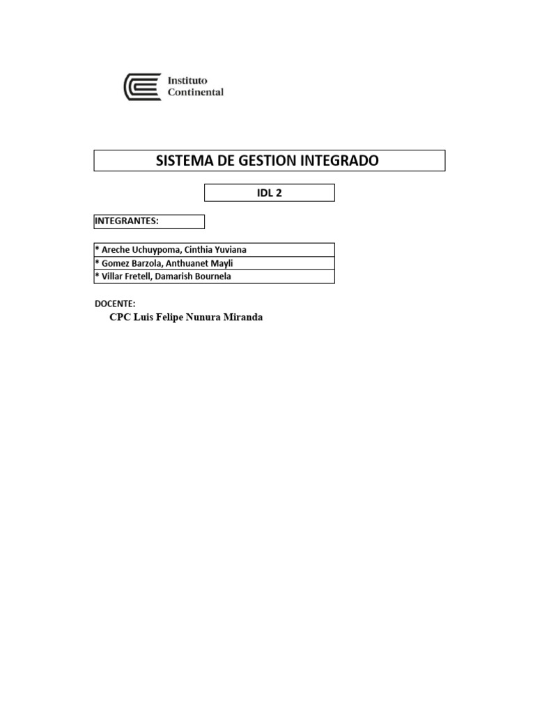Sistema de Gestión Integrado Idl2 | PDF | Residuos | Contaminación