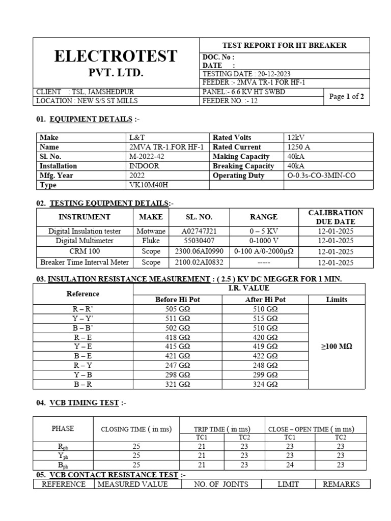 2MVA TR. FOR HF-1 | PDF | Electrical Engineering | Equipment