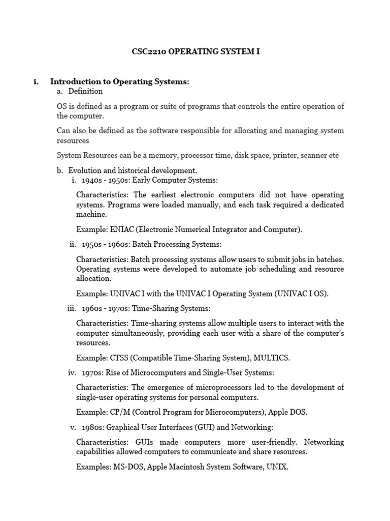 Overview of Operating Systems Evolution | PDF | Operating System | Process (Computing)