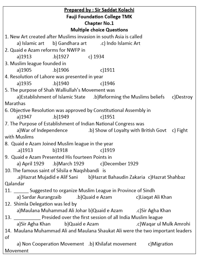 2nd Year Notes | PDF | All India Muslim League | Muhammad Ali Jinnah