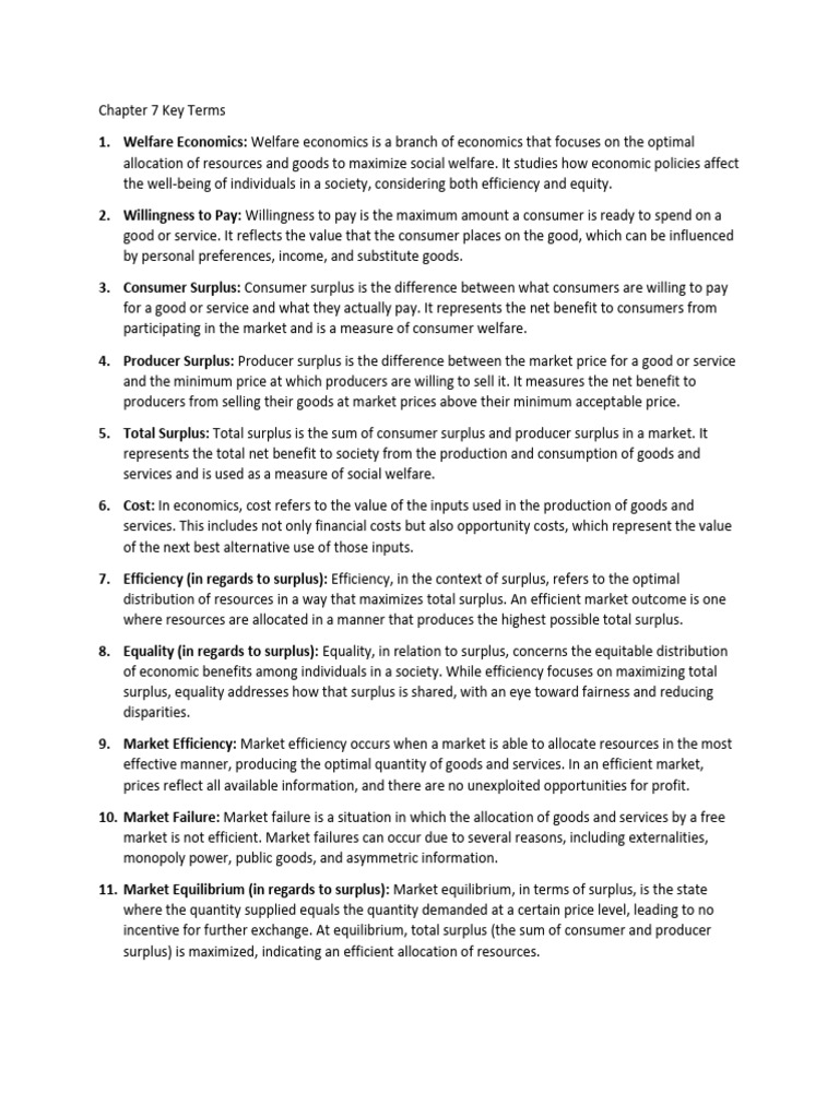 Chapter 7 Key Terms | PDF | Economic Surplus | Welfare Economics Chapter 7 Key Terms | PDF | Economic Surplus | Welfare Economics