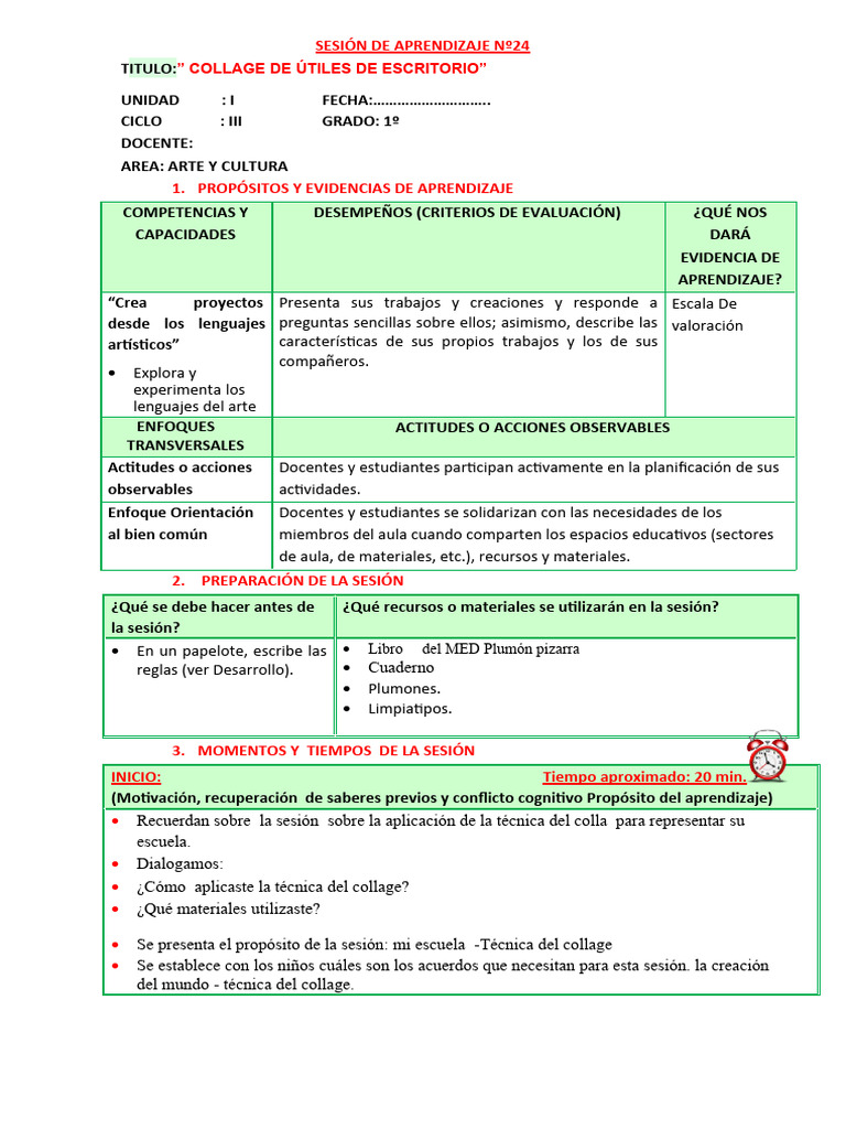 SESIÓN DE APRENDIZAJE TITULO Collage | PDF | Evaluación | Aprendizaje
