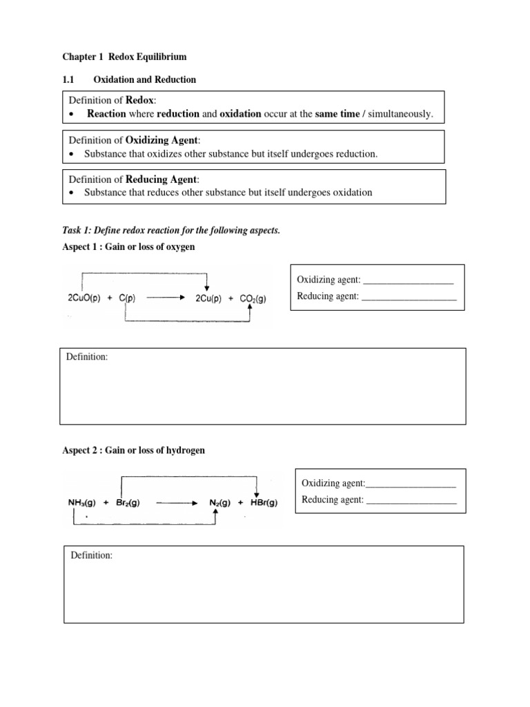 Chapter 1 Students' Handout | PDF | Redox | Ion