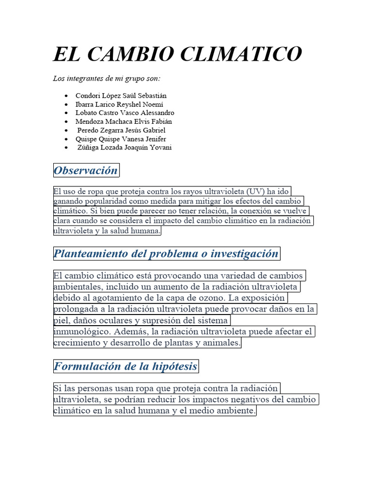 EL CAMBIO CLIMATICO CyT | PDF | Ultravioleta | Experimentar