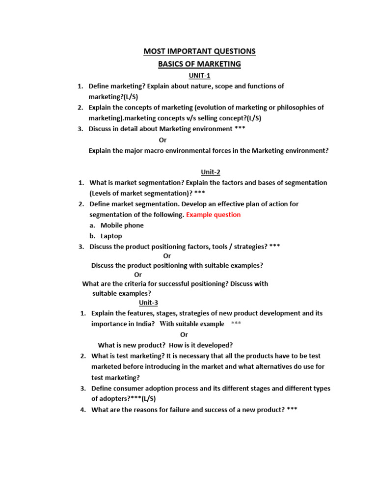Key Questions in Marketing Basics | PDF | Marketing | Market Segmentation